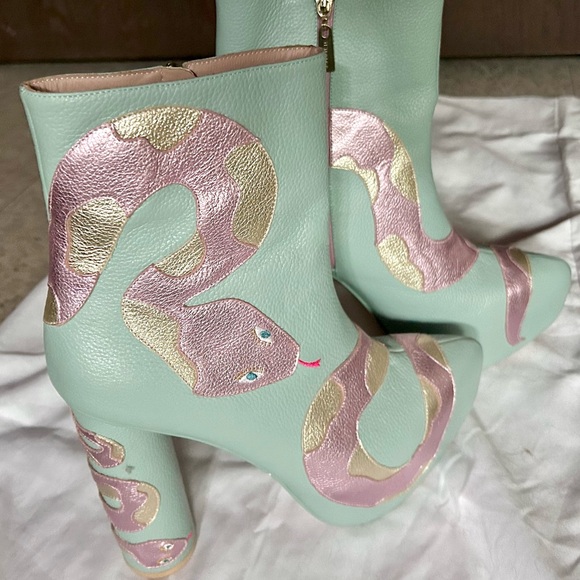 Butrich | Shoes | Butrich Anaconda Snake Leather Platform Boots In Blue ...